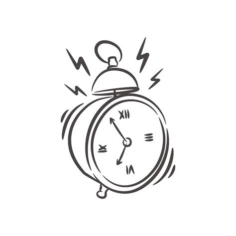 Hand Drawn Classic Ringing Alarm Clock Line Art 20297645 Vector Art At