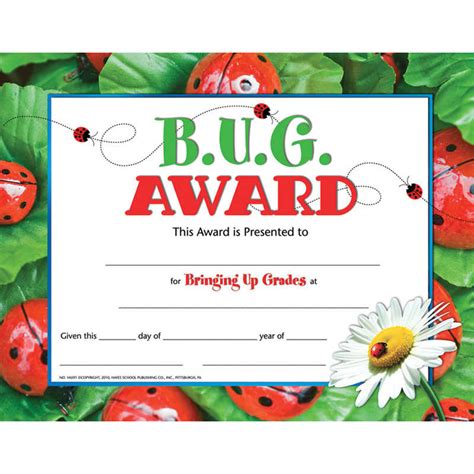 Teachersparadise Hayes Bug Award Certificate Pack Of 30 85 X