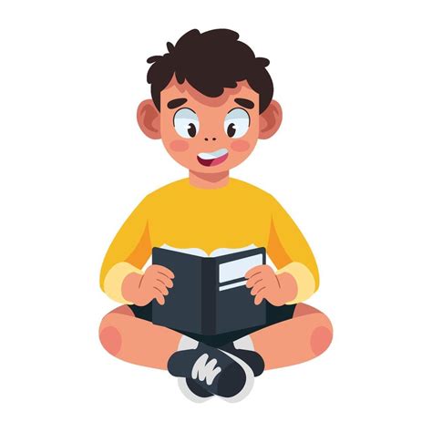 Reader Boy Sitting With Textbook 48436997 Vector Art At Vecteezy