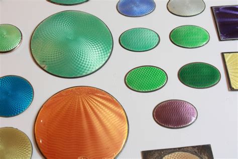 Collection 152 Guilloche Enamel Panels Samples French Circa 1900 For