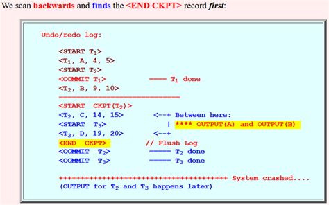 Example Recovery Algorithm For UNDO REDO Logging