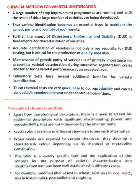 Varietal Identification Through Chemical Method Anil Sir Pdf