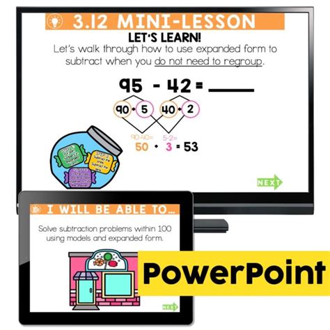 Lucky To Learn Math 2 Digit Subtraction With Expanded Form Lesson 3 12 Teaching Slides