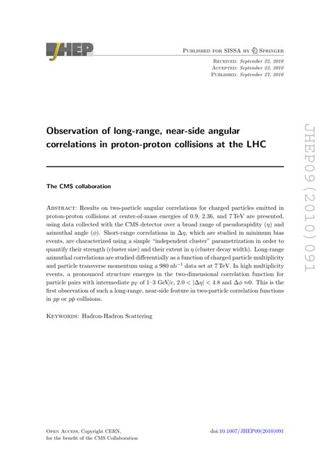 Pdf Observation Of Long Range Near Side Angular Correlations In Ppb Collisions At The Lhc