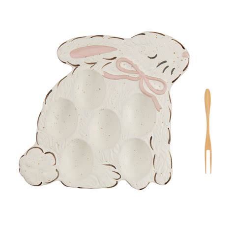 Pink Bunny Deviled Egg Platter Mud Pie