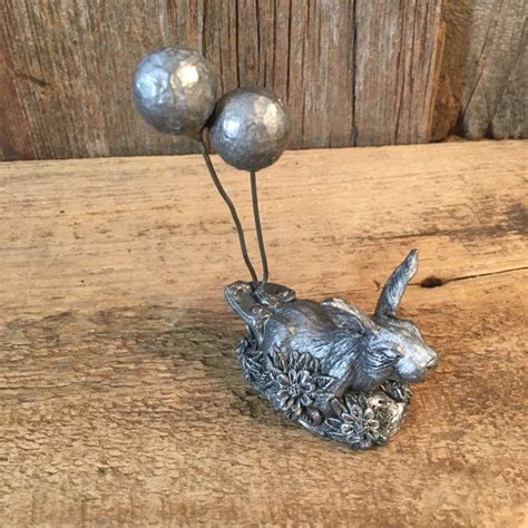 Vintage Ricker Pewter Rabbit With Balloons Vintage Pewter Decor