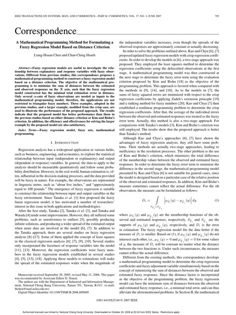Pdf A Mathematical Programming Method For Formulating A Fuzzy Regression Model Based On