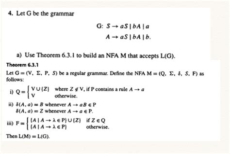 solved let g ﻿be the grammar ﻿g { [s→as ba a]a→as ba b a