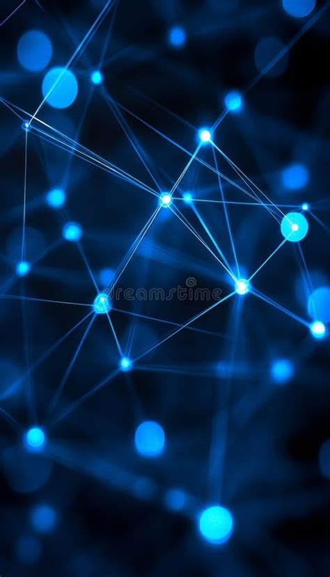 Abstract Blue Network Background Interconnected Nodes Lines And Bokeh Effect Deep Learning