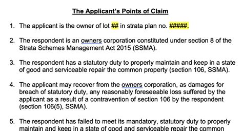 Ncat Sample Points Of Claim Your Strata Property