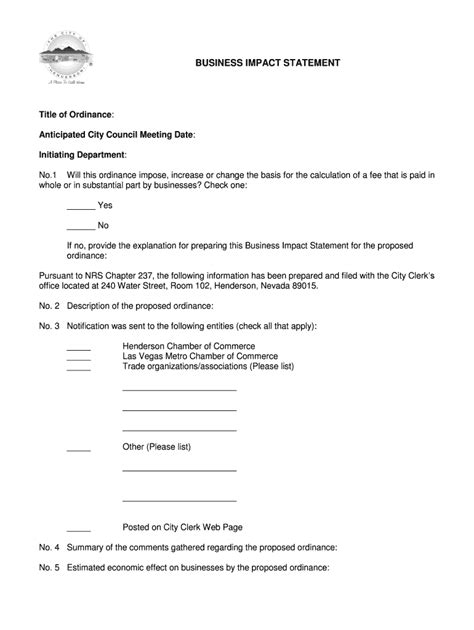 Fillable Online Business Impact Statement Fax Email Print Pdffiller