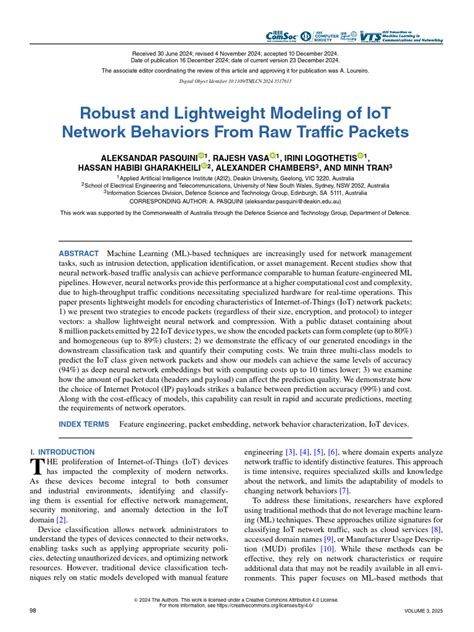 Robust And Lightweight Modeling Of Iot Network Behaviors From Raw