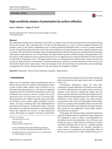 Pdf High Sensitivity Analysis Of Polarization By Surface Reflection