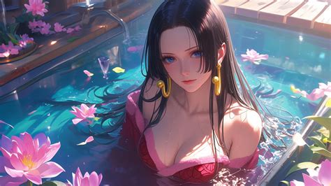 4k Hd Wallpaper Boa Hancock In Floral Tub At Chinese Spa
