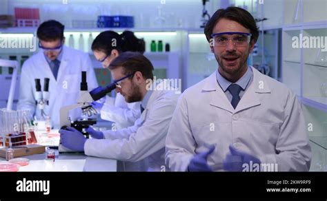 Forensics Lab Team Work Activity Researchers Talking Presenting Laboratory Room Stock Video