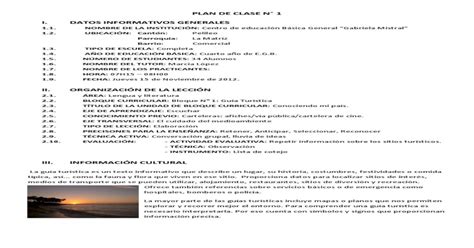 Plan De Clase 4to Año Egb Lengua Y Literatura Pdf Document