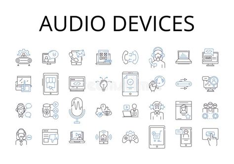 Audio Devices Line Icons Collection Text Messages Video Games Musical Instruments Security