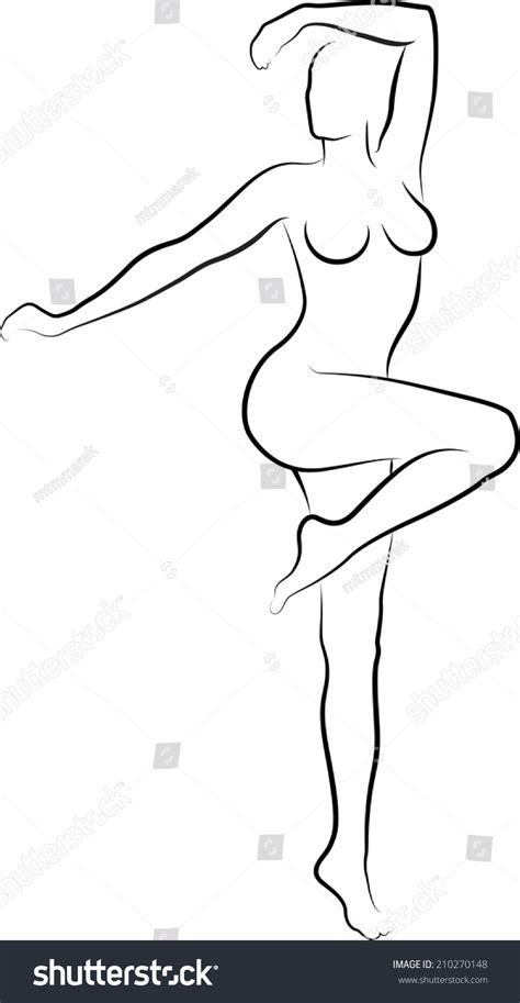 Sketch Naked Woman เวกเตอรสตอก ปลอดคาลขสทธ Shutterstock