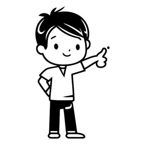 Мальчик показывает палец вверх в стиле рисунка Премиум векторы