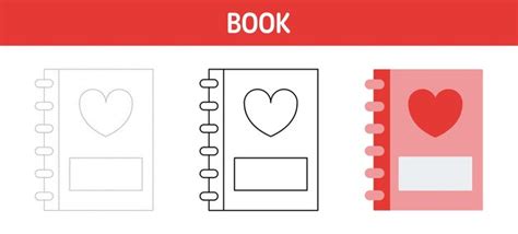 어린이를 위한 책 추적 및 채색 워크시트 프리미엄 벡터