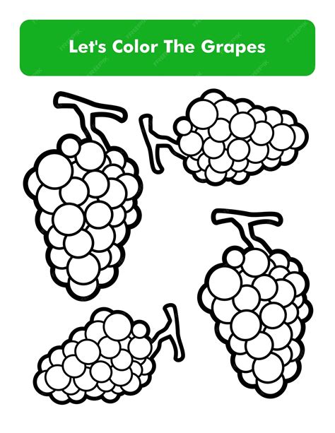 편지 페이지 크기 어린이 색칠 워크 시트 프리미엄 벡터 요소에 포도 색칠 책 페이지 프리미엄 벡터