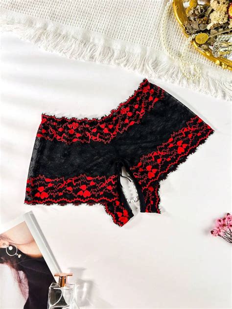 Shein Plus Size Contrast Color Lace Sexy Crotchless Panties Shein Usa