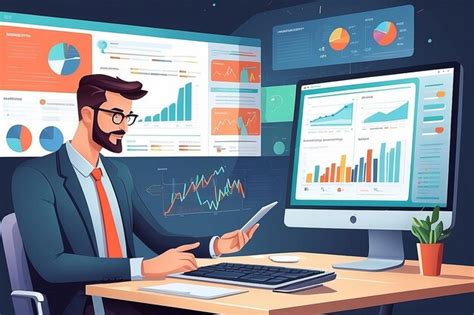 Premium Photo Digital Advertising Businessman Analysing Emarketing Stats On Computer Screen