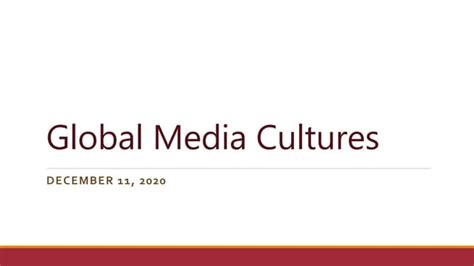 Media And Globalization Pdf