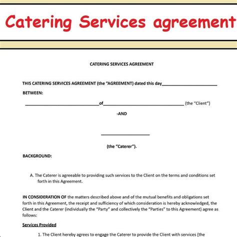 Catering Agreement Template Etsy