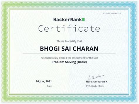 Sai Charan Bhogi On Linkedin Hackerrank Becomecoder