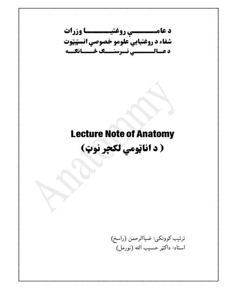 Anatomy Lecture Note 1 Pdf