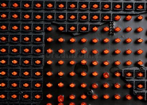 Pattern Of Red Led Panel Light Small Diodes With Different Lighting Temperatures Macro Top