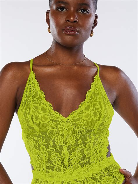 Floral Lace Teddy In Green Savage X Fenty