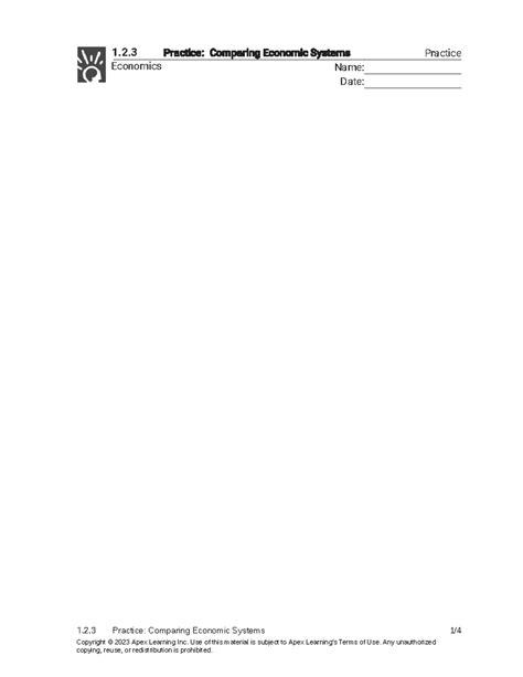123 Practice Comparing Economic Systems Practice Practice