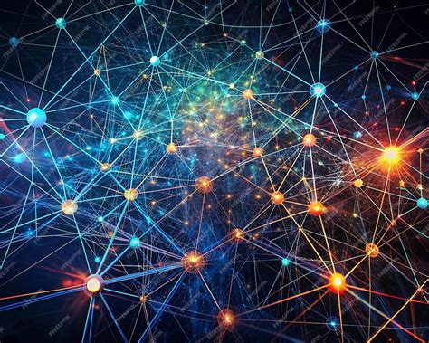 complex data flow interconnected lines and nodes in virtual space