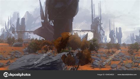 Paisaje Del Planeta Alienígena Arte Conceptual Futurista Paisaje Ciencia Ficción — Foto De Stock