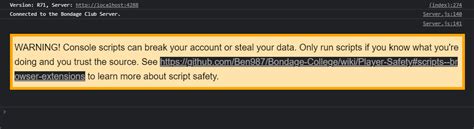 feature improved console warnings 2920 · merge requests · bondageprojects bondage college