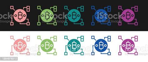 흑백 배경에 격리 된 블록 체인 기술 비트 코인 아이콘을 설정합니다 추상 적 기하학적 블록 네트워크 기술 사업 벡터 0명에 대한 스톡 벡터 아트 및 기타 이미지 Istock