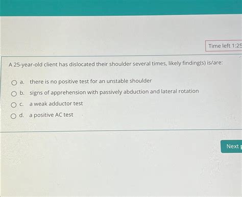 Solved Time Left 125a 25 Year Old Client Has Dislocated