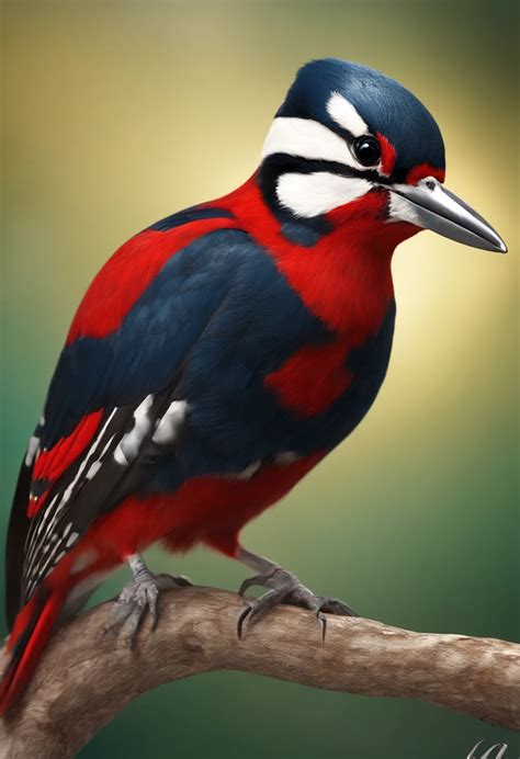 녹색 배경에 나뭇가지에 앉아 있는 형형색색의 새 그림 Seaart Ai