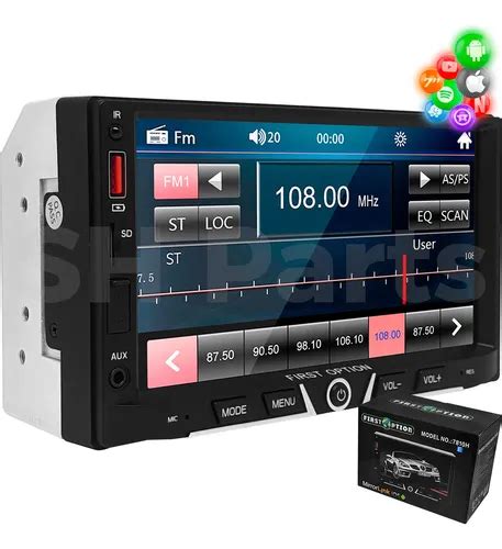 Central Multimídia 7 Pol Bluetooth Espelhamento Android Ios Cor Preto Frete Grátis