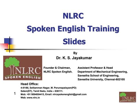 Nlrc Spoken English Power Point Slides1 Ppt