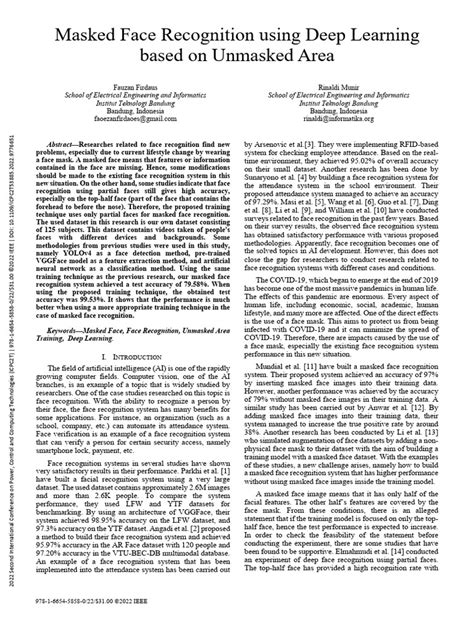 Masked Face Recognition Using Deep Learning Based On Unmasked Area Pdf Artificial