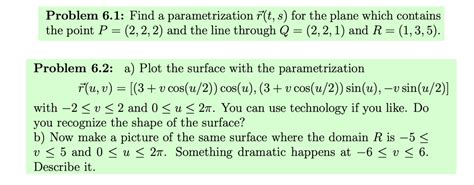 Solved Problem 6 1 Find A Parametrization R T S For The