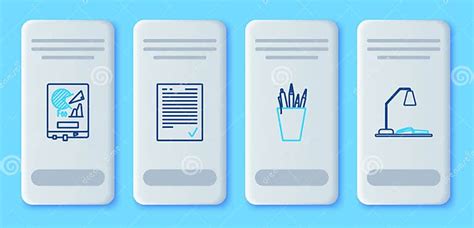 Set Line Exam Sheet With Check Mark Pencil Case Stationery Board