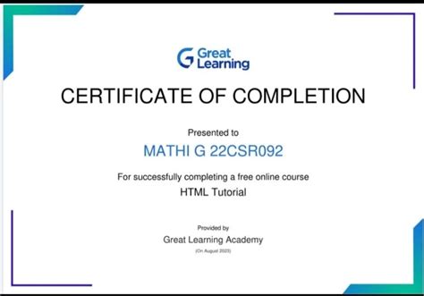 G Mathi On Linkedin Certification Html Webdevelopment