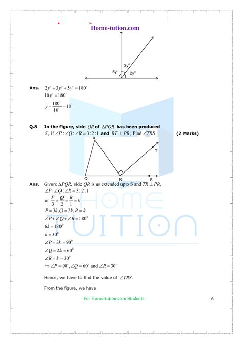 Important Questions For Class 9 Maths Chapter 6 Lines And Angles With Solutions