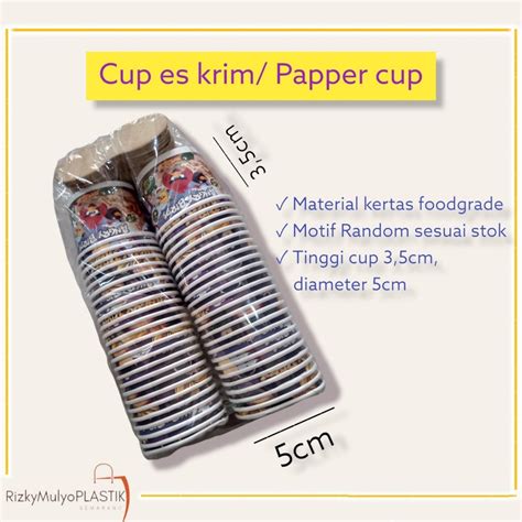 Jual [isi 50 Pcs] Cup Es Krim Papper Cup Cup Kertas Gelas Es Krim Stik Es Krim Shopee Indonesia