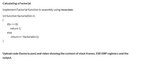 Calculating A Factorial Implement Factorial Function