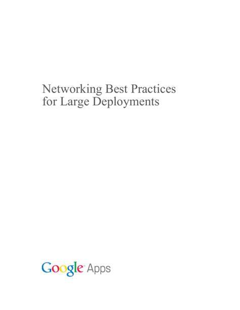 Networking Best Practices For Large Deployments